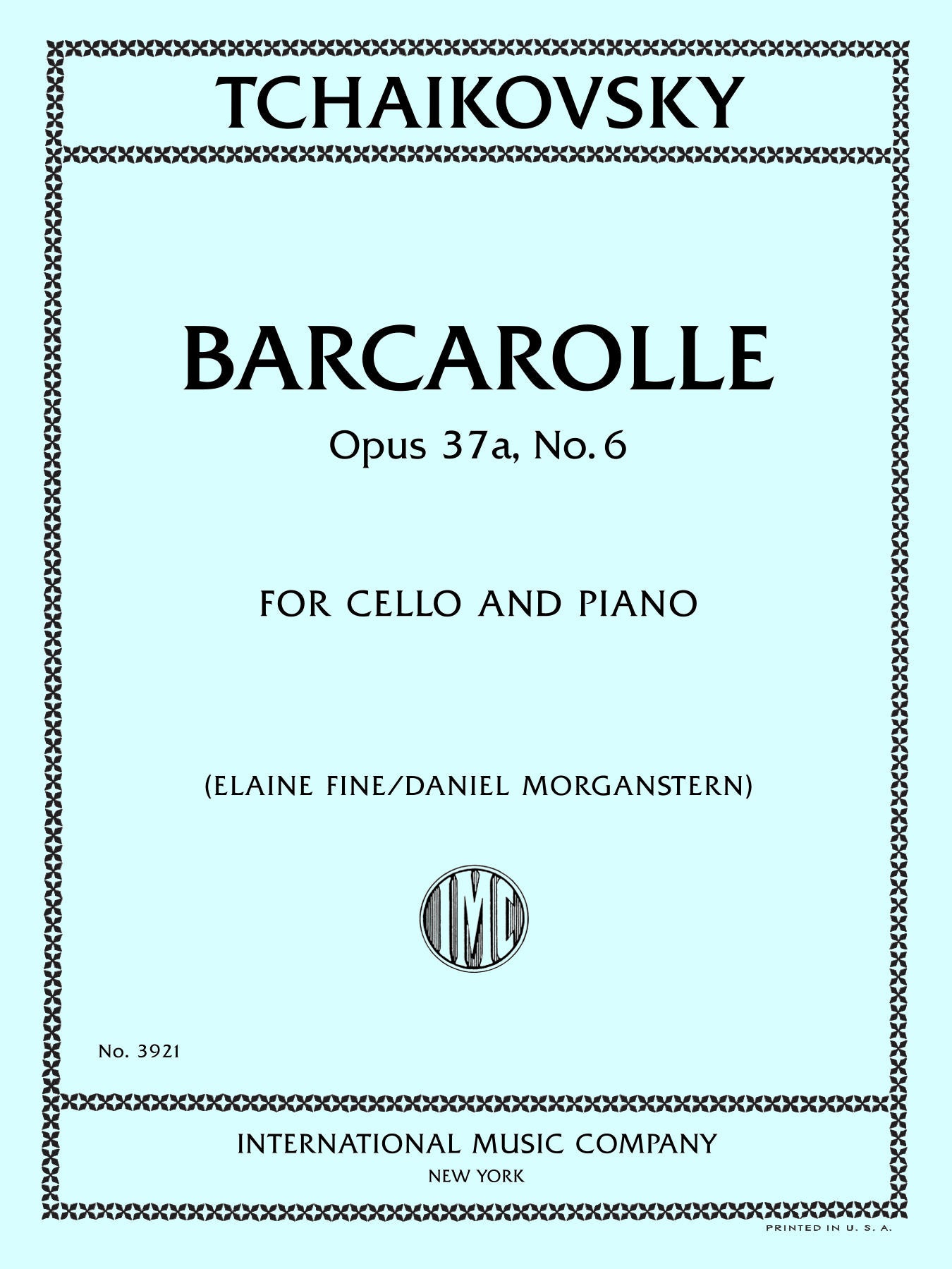 Tchaikovsky, Pyotr - Barcarolle Opus 37a, No. 6 - Cello and Piano - Ed