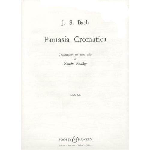 Bach Chromatic Fantasy Viola Sheet Music