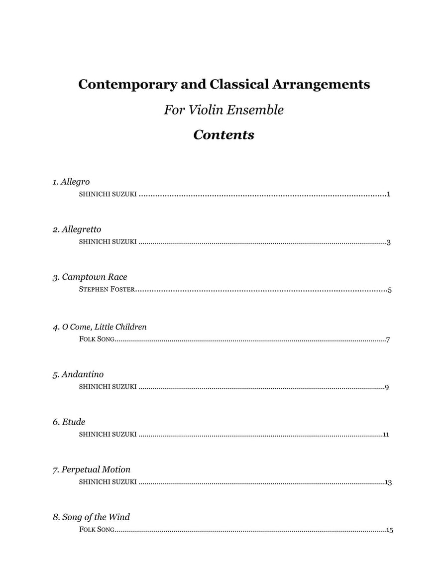 Contemporary & Classical Violin Ensemble Arrangements