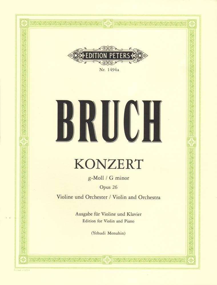 Menuhin's Bruch Concerto No. 1 Violin Sheet Music