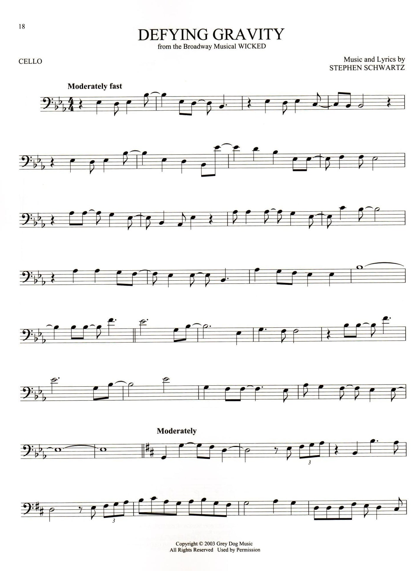 Cello Sheet Music: Broadway Songs & Arrangements