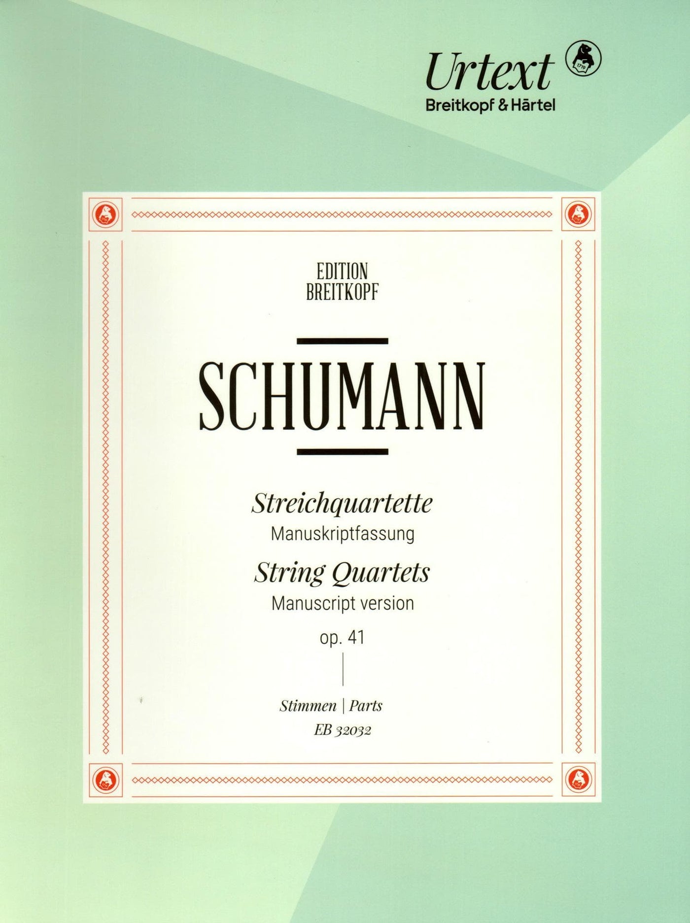 Schumann Op. 41 String Quartets Sheet Music