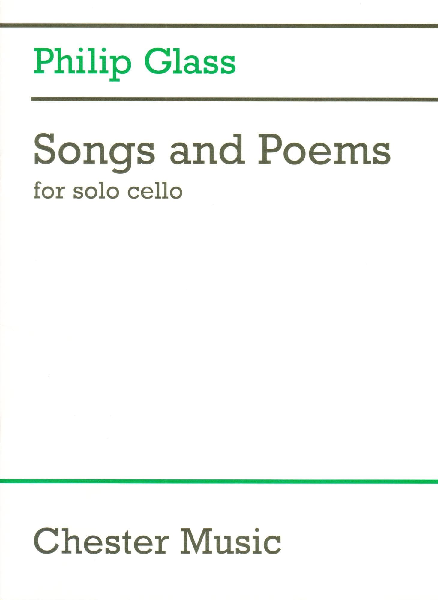 Glass Songs & Poems: Solo Cello Music Book