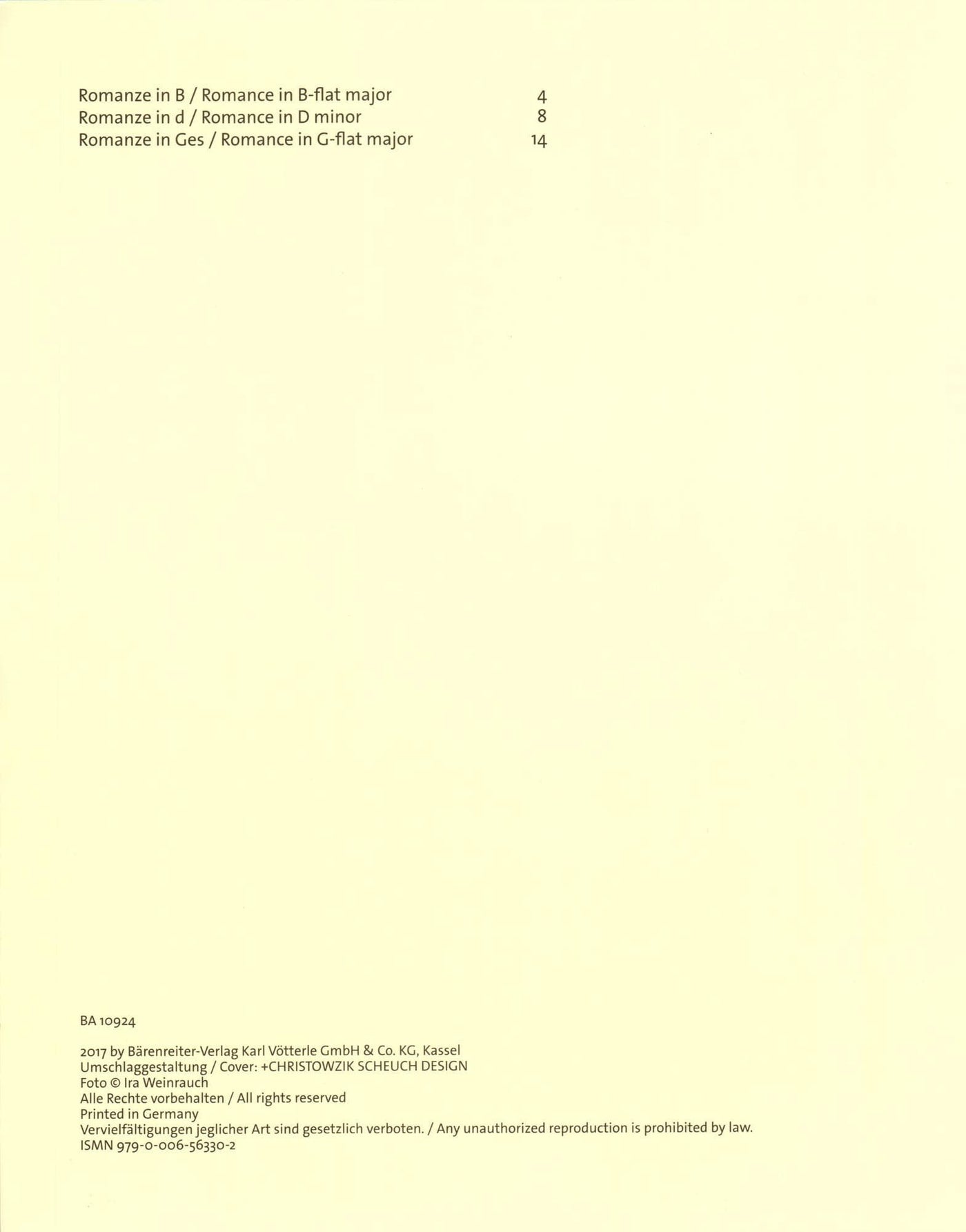 Roman Kim: Three Romances for Violin & Piano Sheet Music