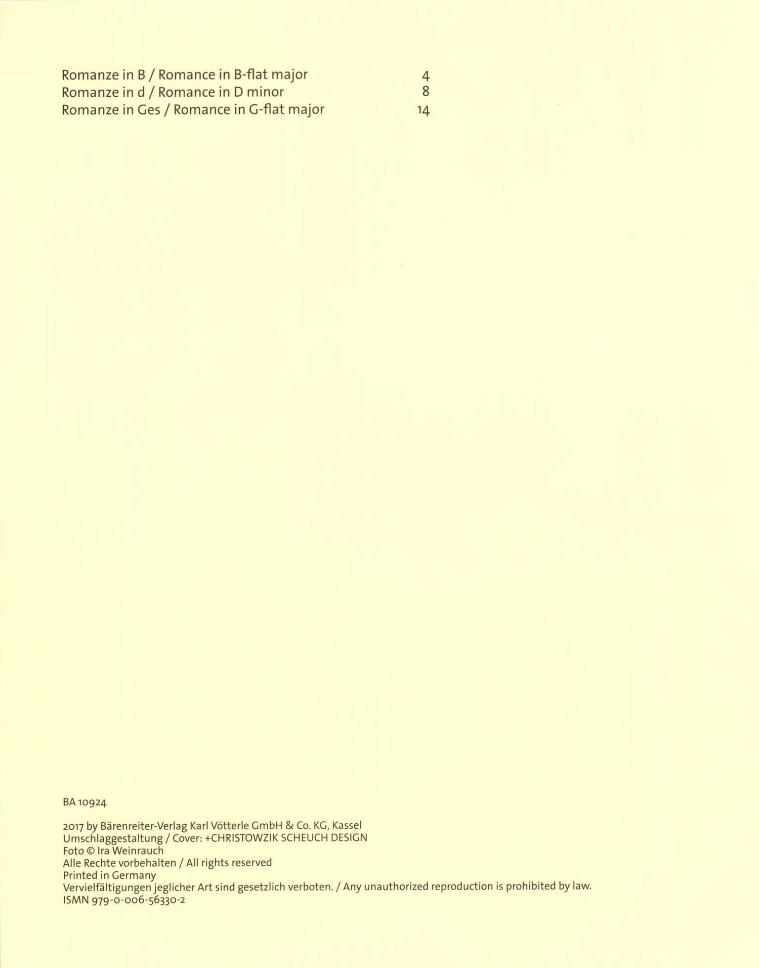 Roman Kim: Three Romances for Violin & Piano Sheet Music