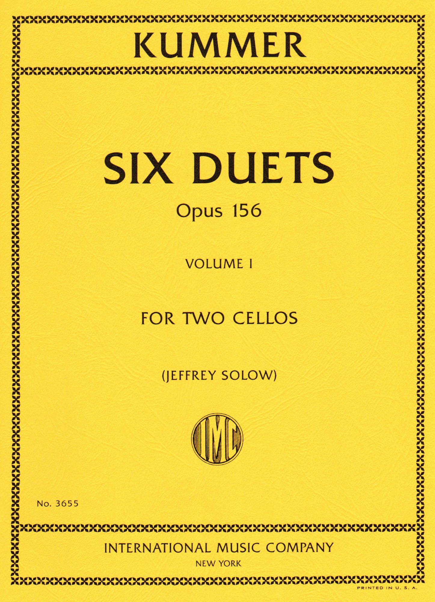 Kummer, FA - Six Duets, Op 156, Volume 1 - Two Cellos - edited by Jeff