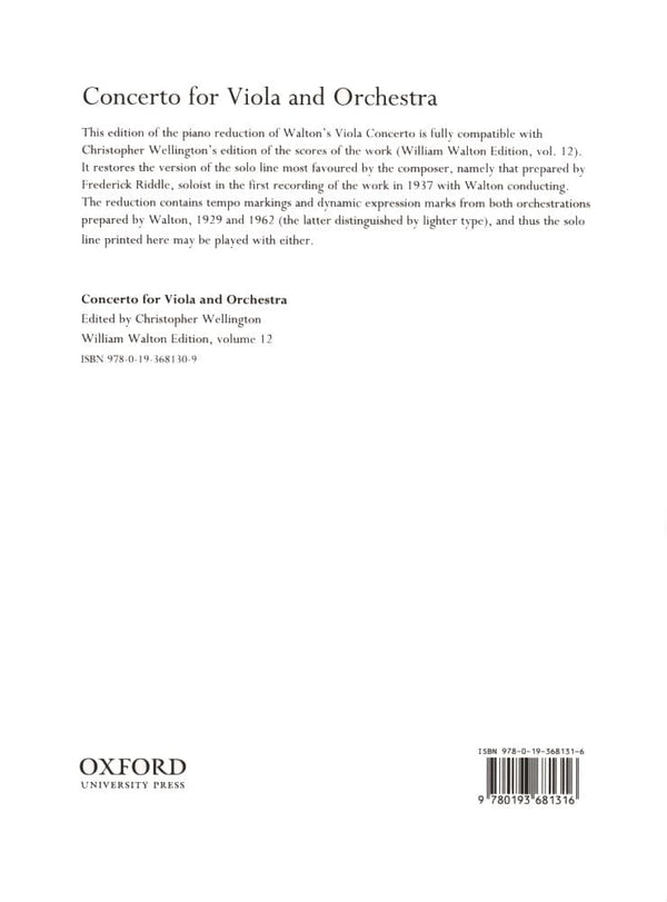 Walton, William - Concerto For Viola ( 1929 Revised 1962 ) With Piano